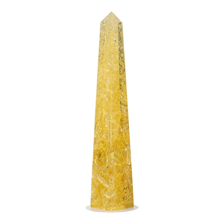 Oversized Yellow Fractal Resin Obelisk attributed to Pierre Giraudon ...