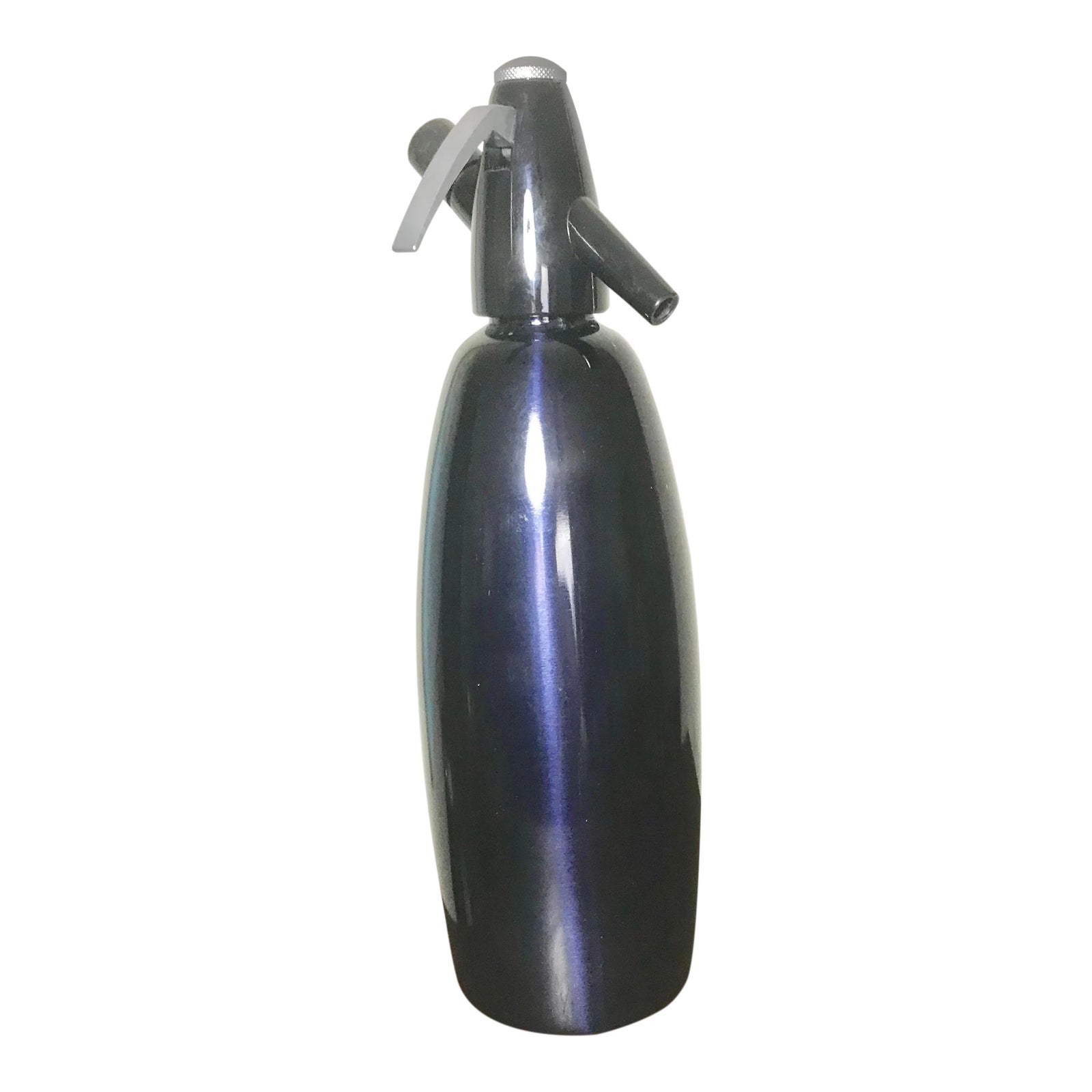 1980s Vintage Metallic Navy Metal Soda Siphon | Chairish