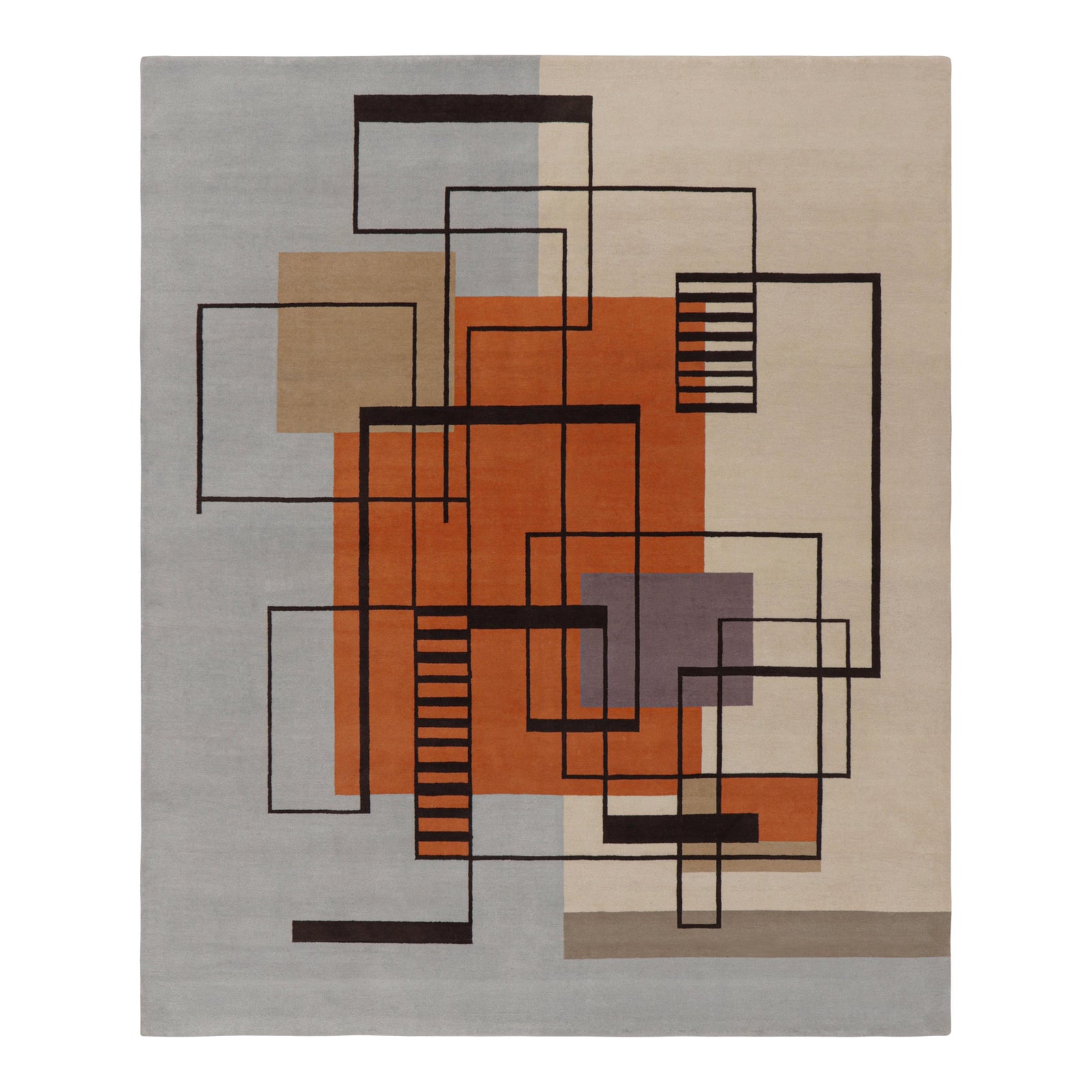 Rug & Kilim’s French Art Deco Style Rug in Blue & Beige With Geometric ...