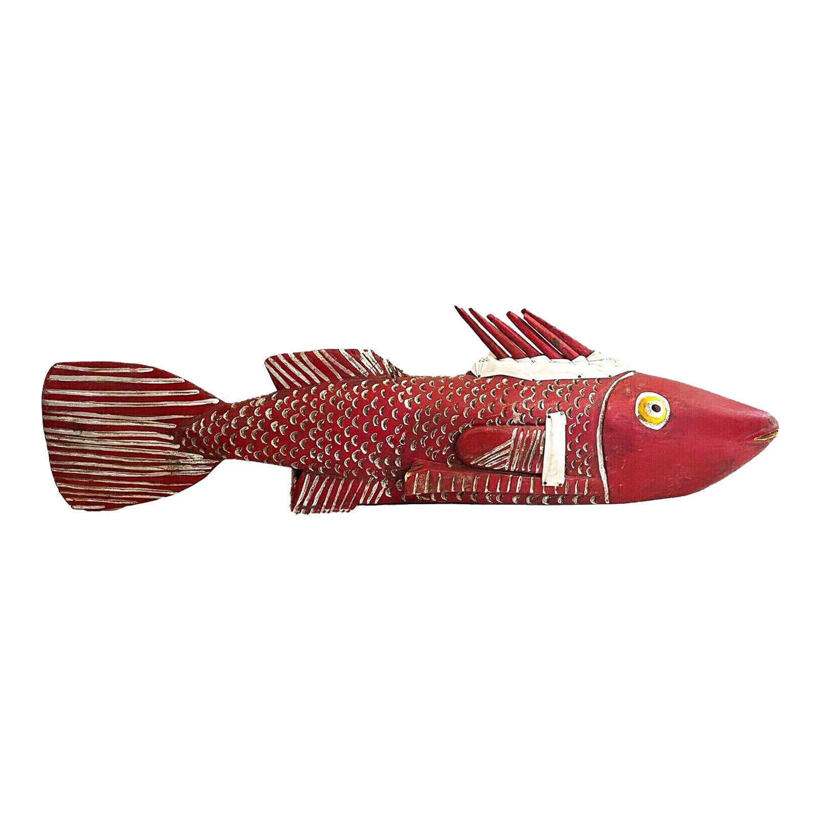African Large Vintage Wooden Fish Bozo Tribe Mali 41" | Chairish