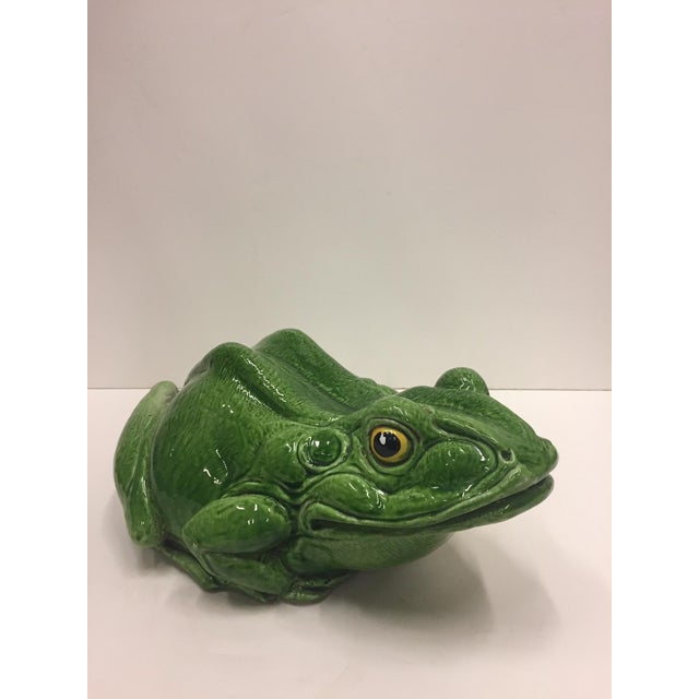 Glazed Terracotta Table Top Frog Sculpture | Chairish