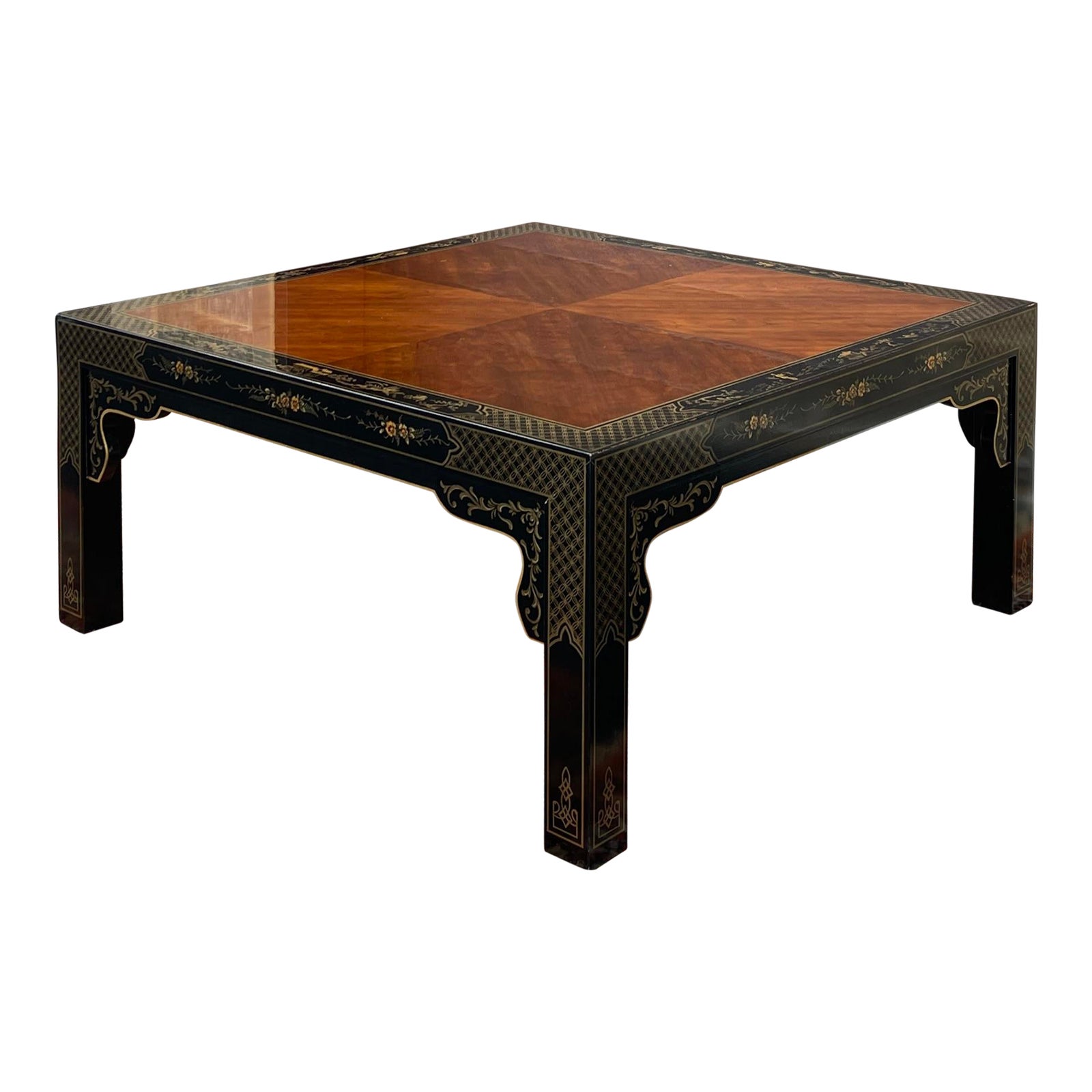 Vintage Drexel Et Cetera Collection Asian Chinoiserie Square Coffee or Cocktail Table | Chairish