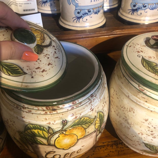 Vintage Italian Hand Painted Ceramic Canisters - Set of 3 | Chairish