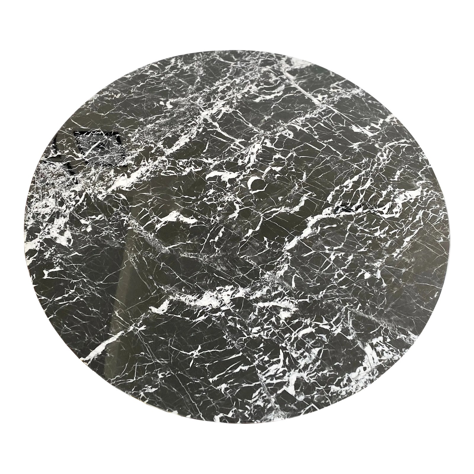 Made Goods White Veined Black Toro Marble Table Top | Chairish