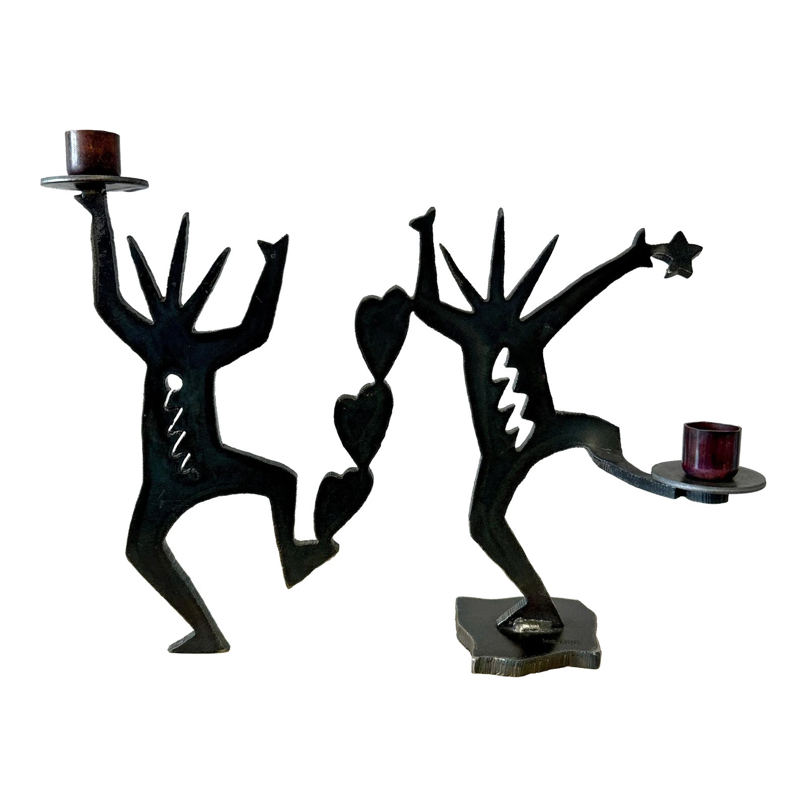 1990s Postmodern Ivan McLean Cut Steel Dancing Figures Candelabra ...