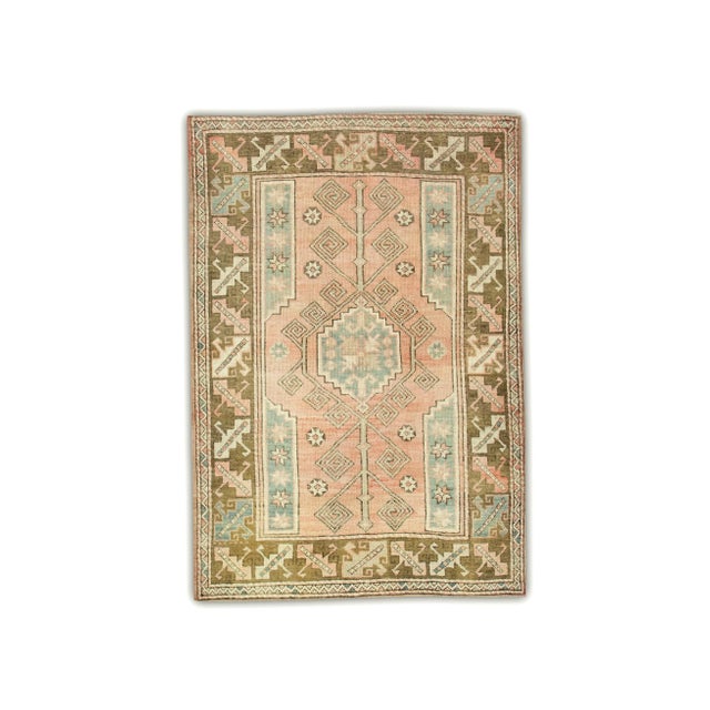 Vintage Handmade Turkish Rug Pastel Tones 4' X 5'10" | Chairish