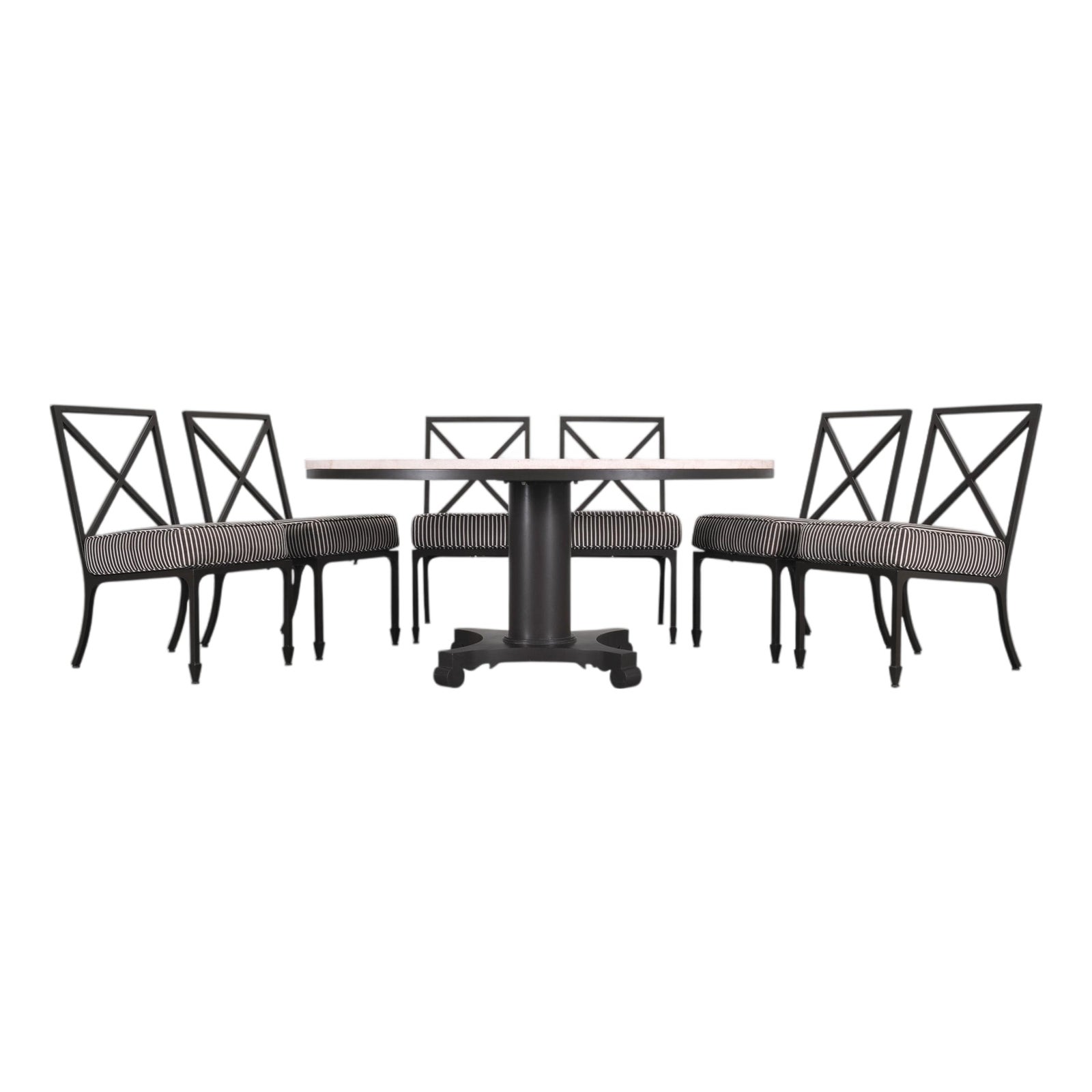 McKinnon and Harris Stone Top Dining Table and Six Dining Chairs | Chairish