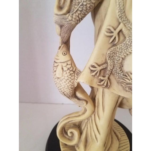 Vintage 1960s Asian Hand Carved Alabaster Figurine W/ Four Footed Resin ...