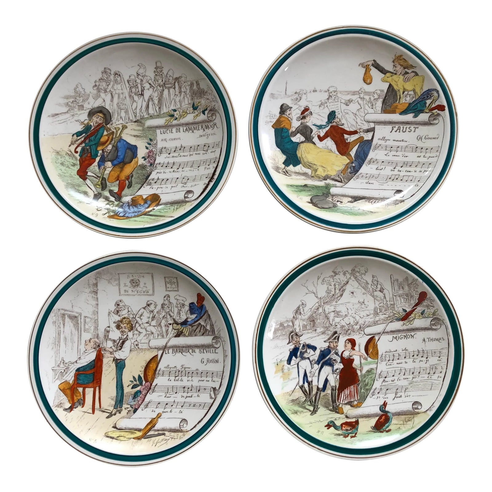 French Opera Plates, Set of 4 | Chairish