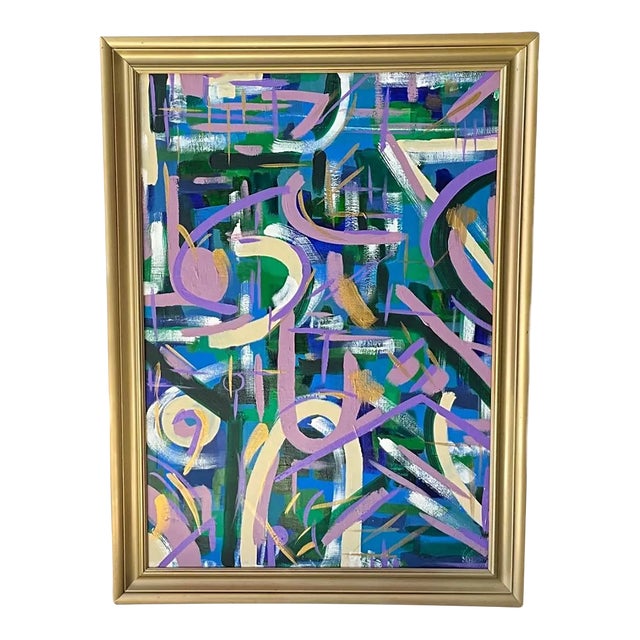 Modern Abstract Expressionist Painting, Framed | Chairish