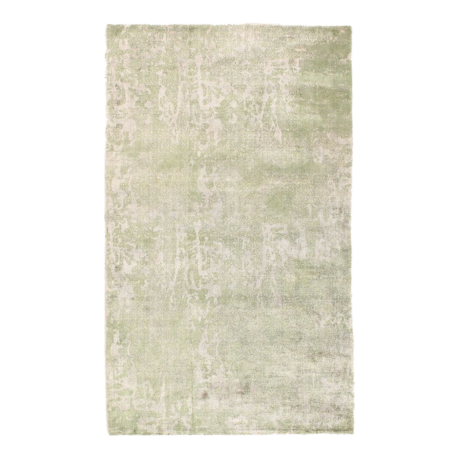 2020s Light Green Color Hand Knotted Modern Rug | Chairish