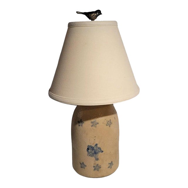 19thc Patriotic Crock Table Lamp With Brass Bird Finial | Chairish