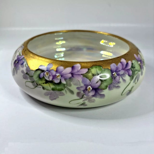Early 20th Century Hand Painted Limoges Bowl / Planter Purple Violets ...