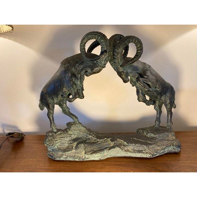 1980s Austin Productions Sculpture, Fighting Rams | Chairish