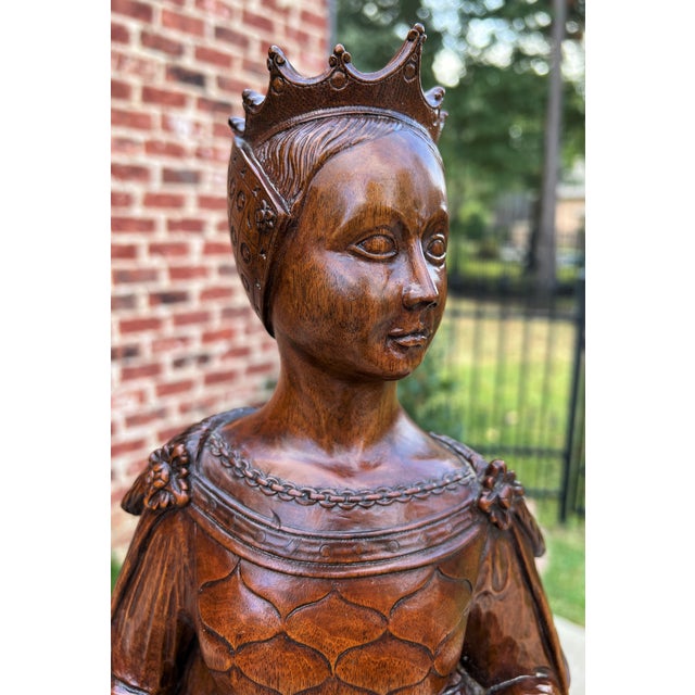 Antique French Statue Figure Sculpture Queen Lady With Crown Medieval ...