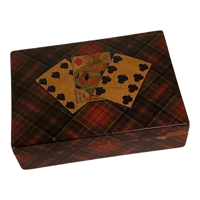 Victorian Tartan Ware Antique Playing Card Box | Chairish