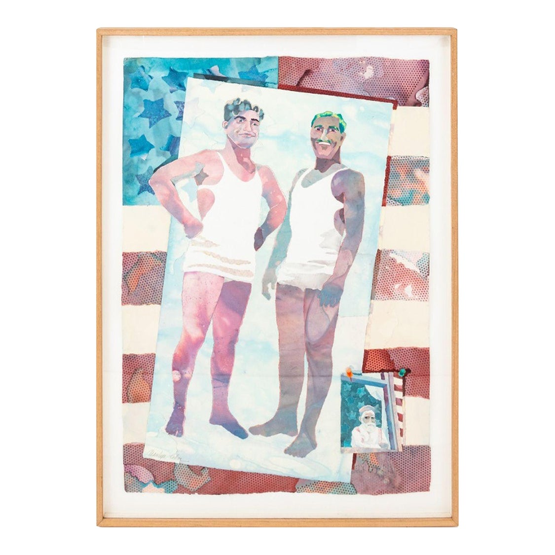 Marilyn Cohen Lifeguards Watercolor Collage | Chairish