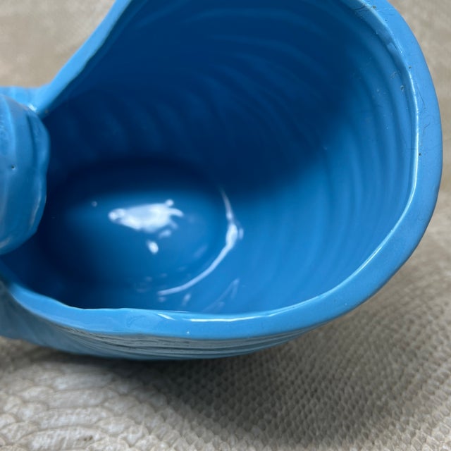 Glazed Ceramic Cyan Blue Nautilus Shell Bowl Planter | Chairish