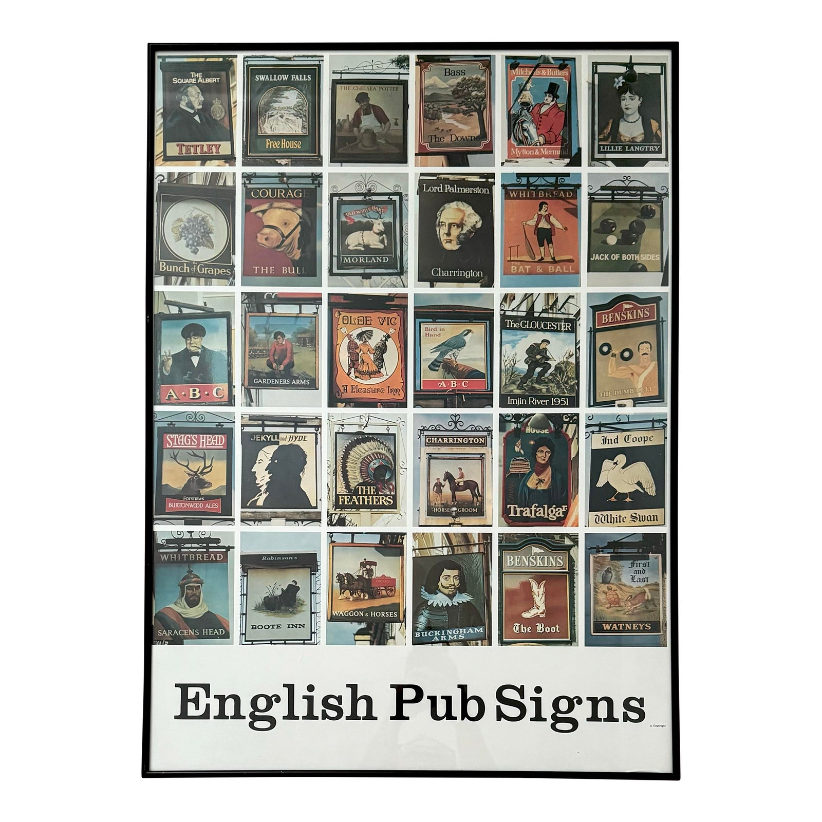 Vintage Framed English Pub Poster | Chairish