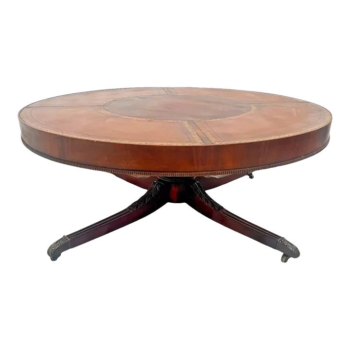 1950s Round Coffee Table Spinning Top on Pedestal Base Duncan Phyfe ...