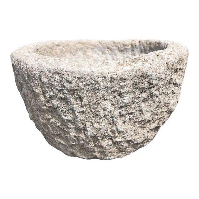 Vintage Stone Rustic Planter Bowl | Chairish