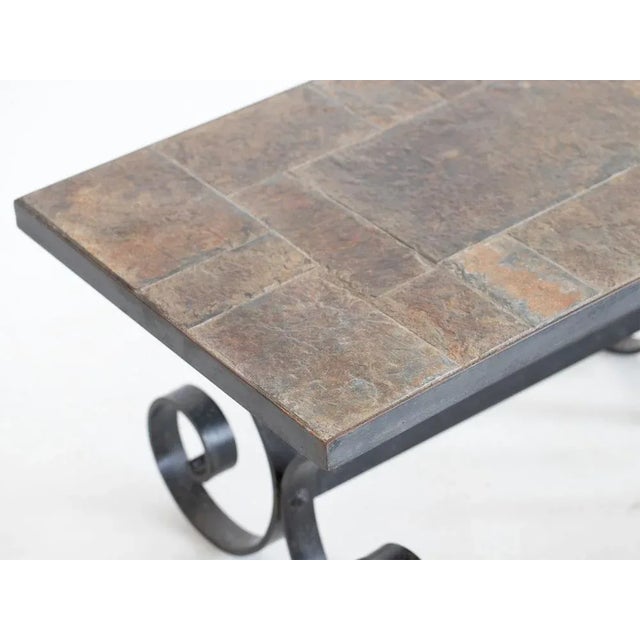 Mid-Century French Slate & Iron Coffee Table, 1960s | Chairish