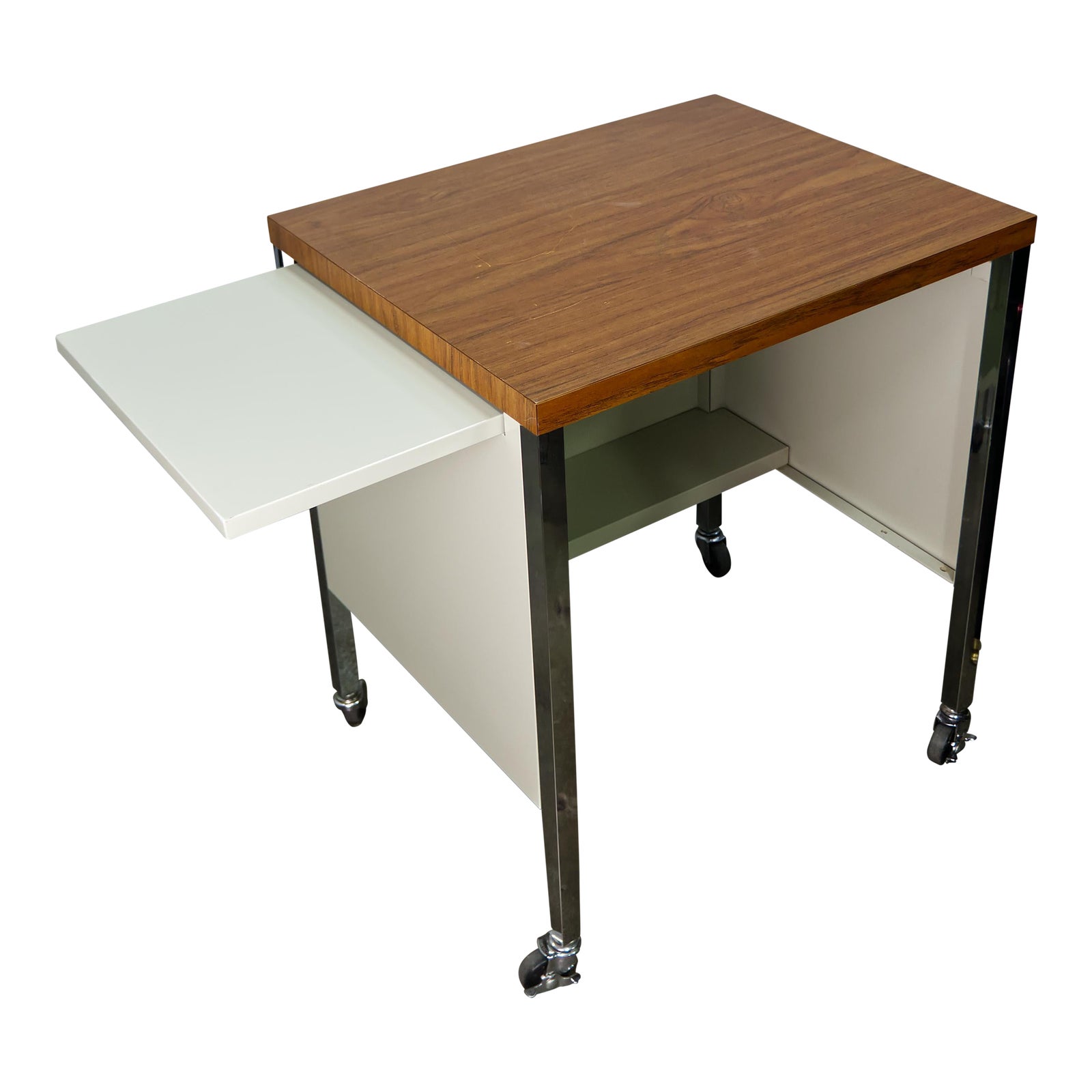 1970s Modern Steelcase Rolling Typewriter Utility Cart or Small Desk ...