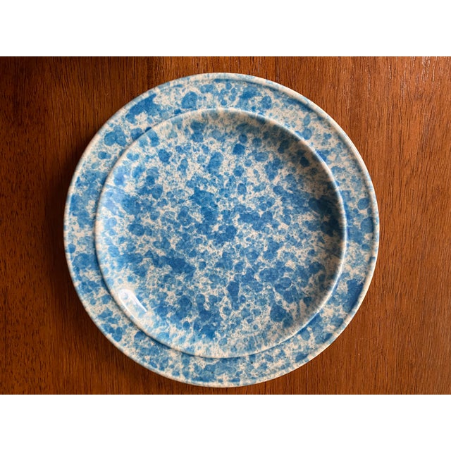 1970s Blue Splatterware Dessert/Salad Plates- Set of 6 | Chairish