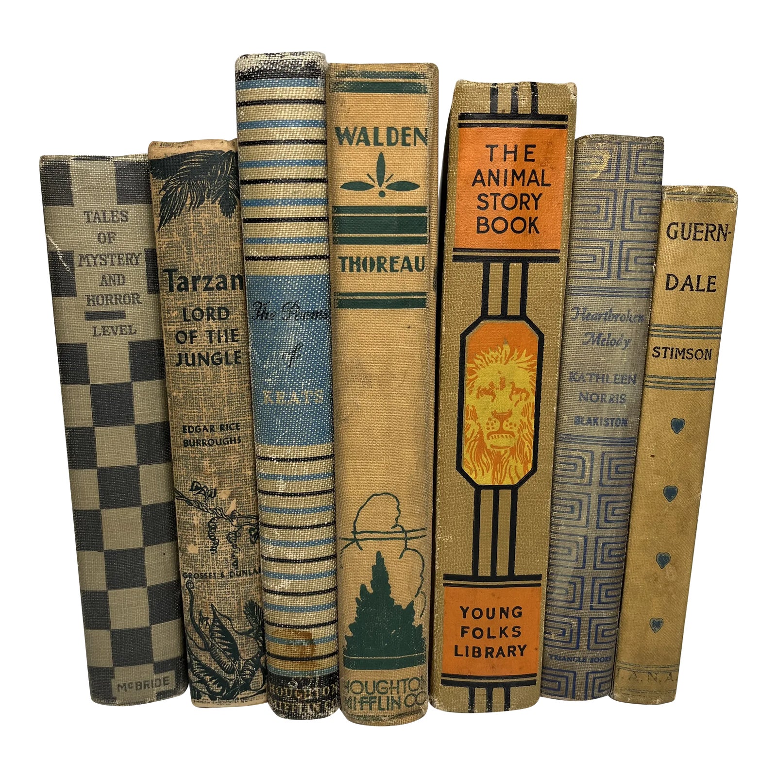 Bold Graphics Vintage Book Set - 7 Pieces | Chairish