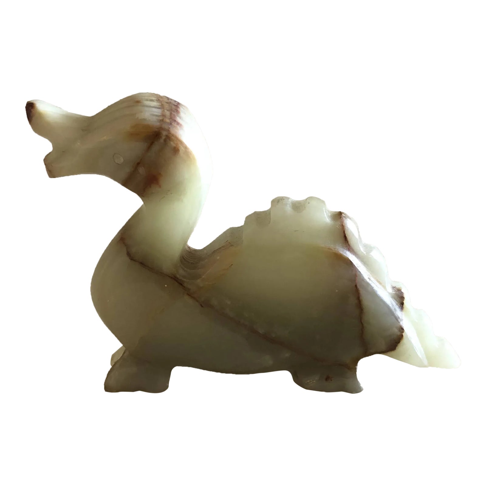 Contemporary Small Carved Marble Dragon Figurine | Chairish