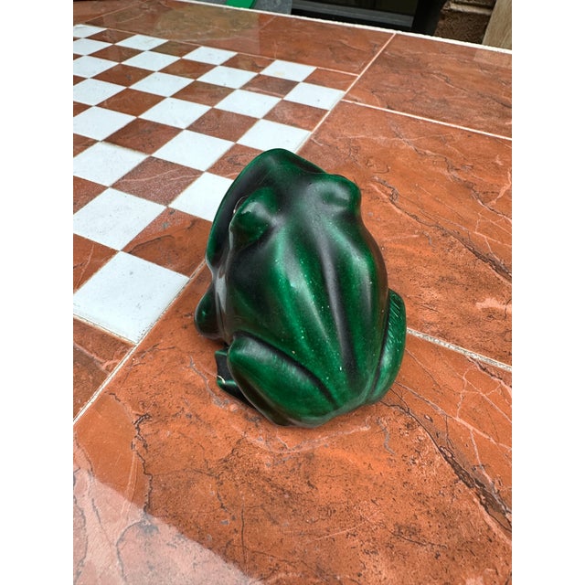 1970s Green Painted Ceramic Frog Ashtray | Chairish