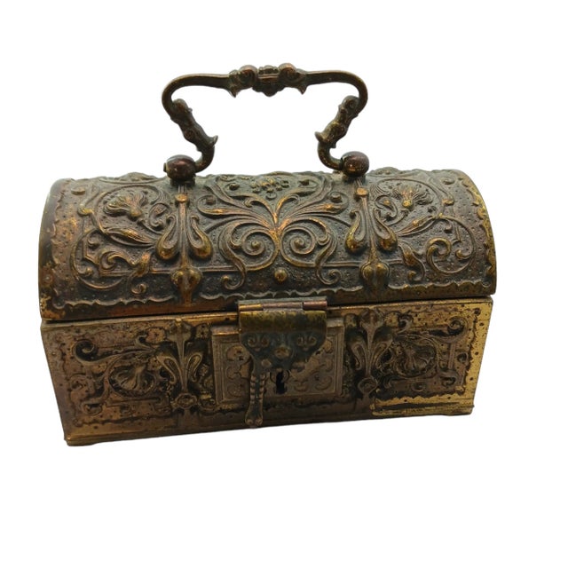 1900s German Erhard & Sohne Bronze Brass Jewelry Box Treasure Chest ...