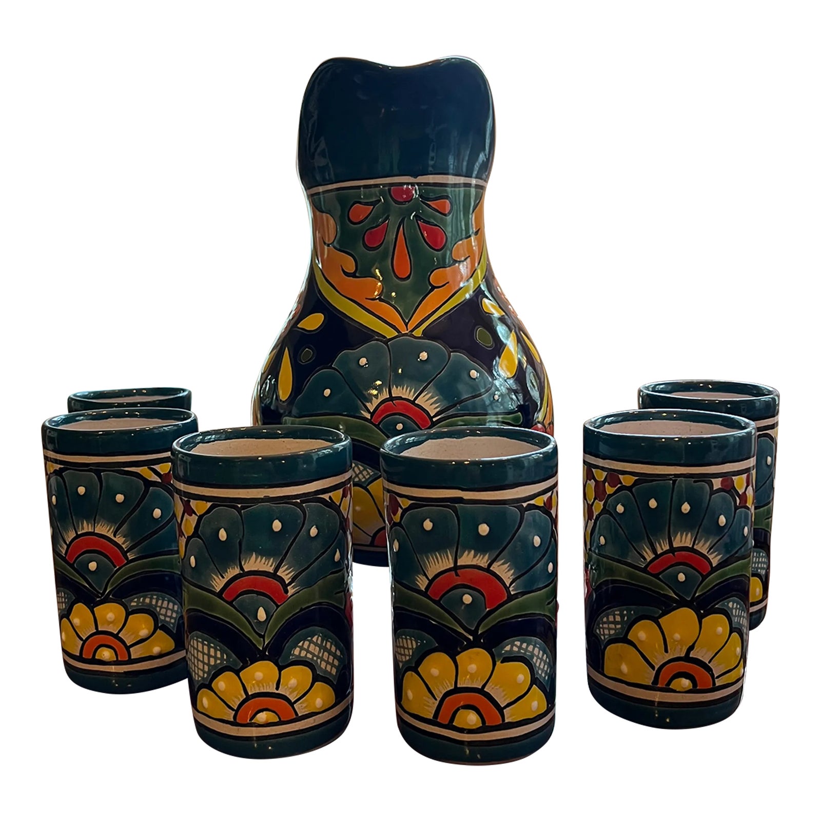 Talavera Pitcher and Tumbler Set | Chairish