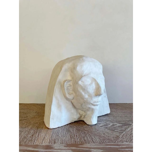 Egyptian White Head Plaster Sculpture | Chairish