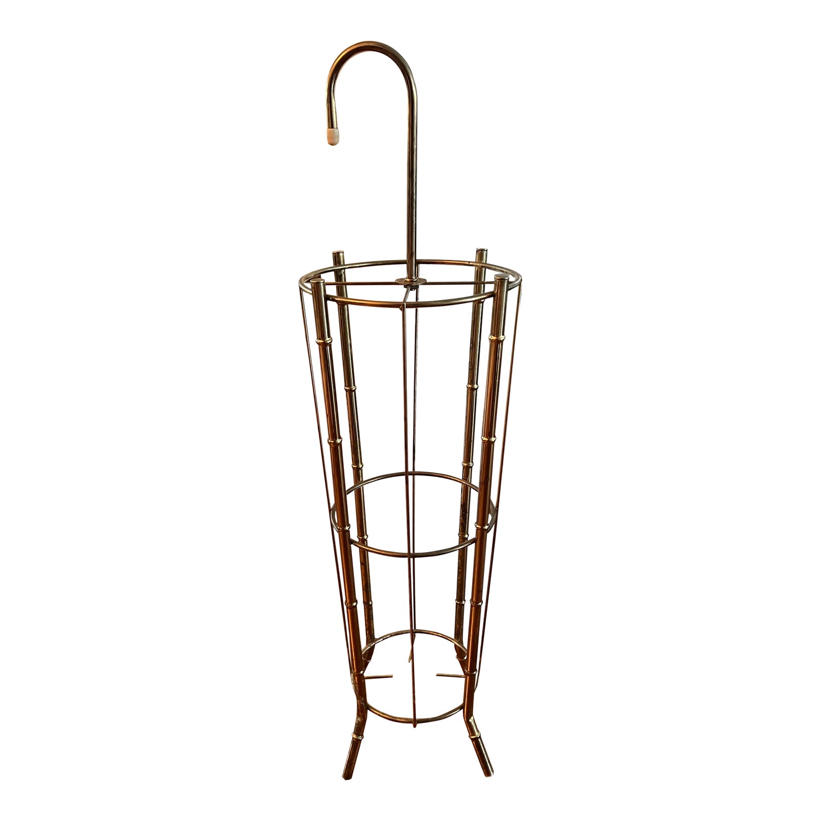 MCM Faux Bamboo Brass Umbrella Stand | Chairish