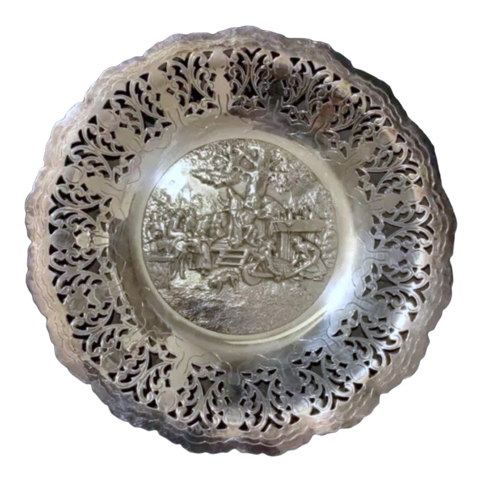 1950s Hans Jensen Denmark Silver Plated Decorative Plate Denmark Whale ...