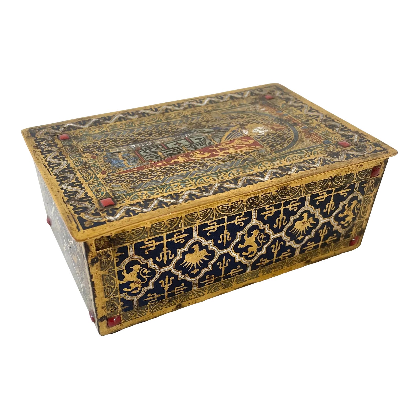 e.f. Caldwell & Co New York Bronze Champleve Enameled Box | Chairish