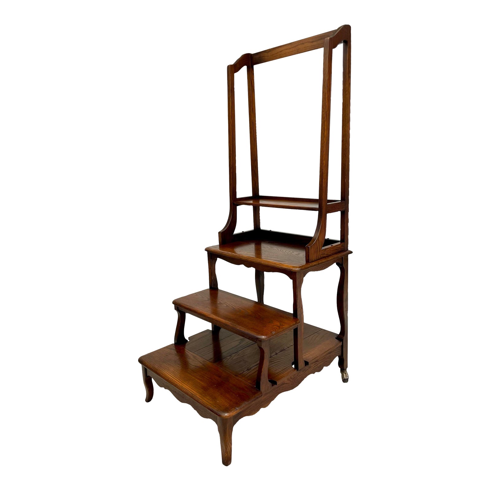 Traditional Wood Three-Step Impressive Library Ladder | Chairish