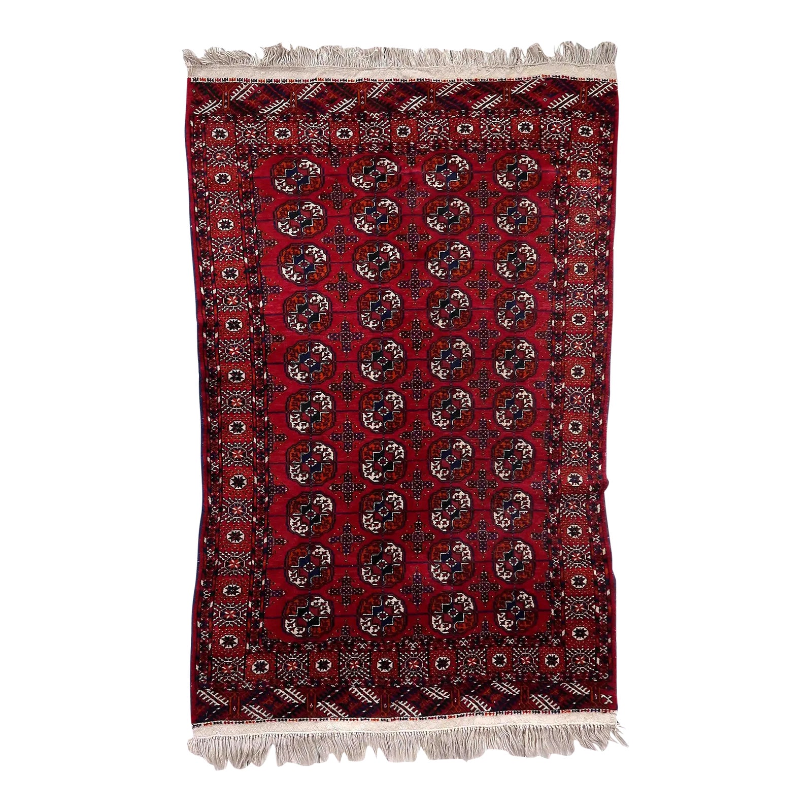 1960s Handmade Vintage Turkmen Tekke Rug 4.1' X 6.1' | Chairish