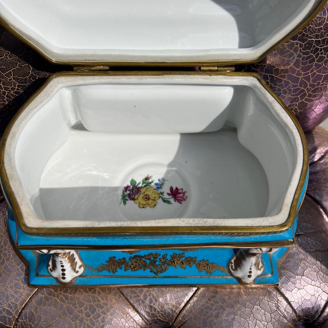 Vintage Cherub Angels Blue and Gold Sevres Porcelain Box | Chairish