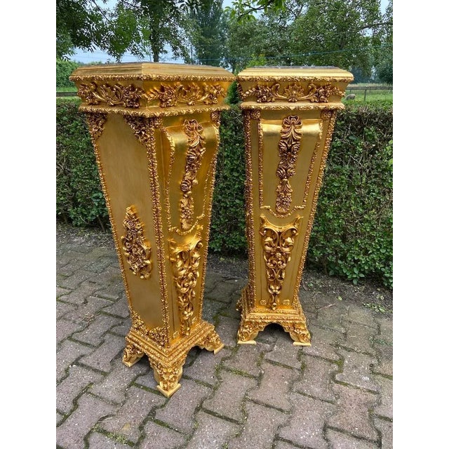 Pair of Vintage 1960s French Louis XVI Style Pedestal Columns in Gold ...
