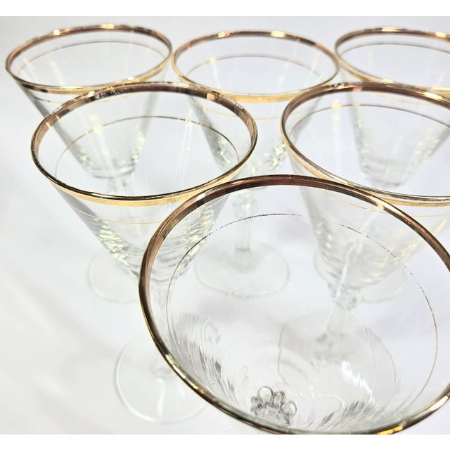 Gold Rimmed Hollywood Regency Goblets- Set of Six | Chairish