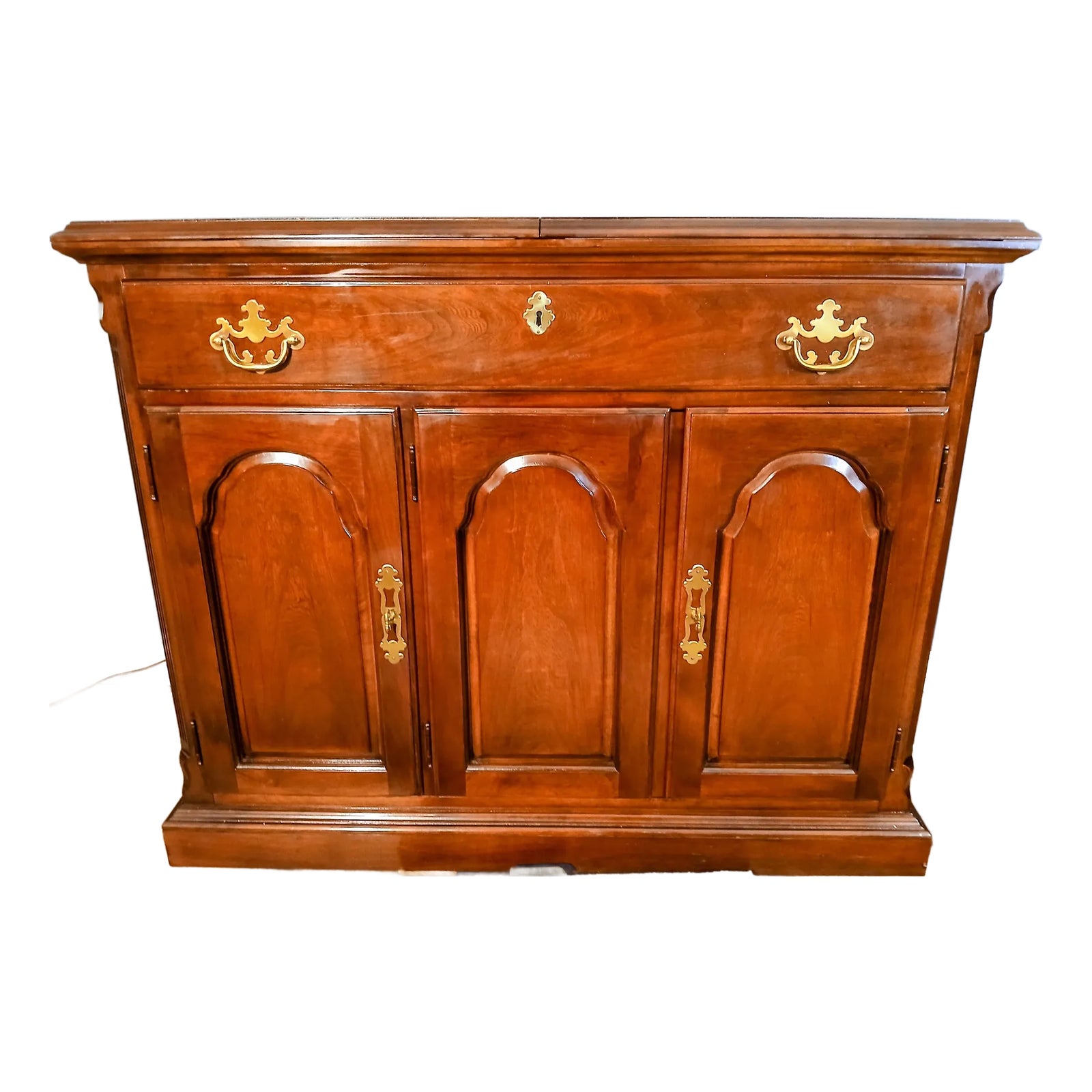 1990s Drexel Vintage Cherry Flip-Top Sideboard Server Buffet | Chairish