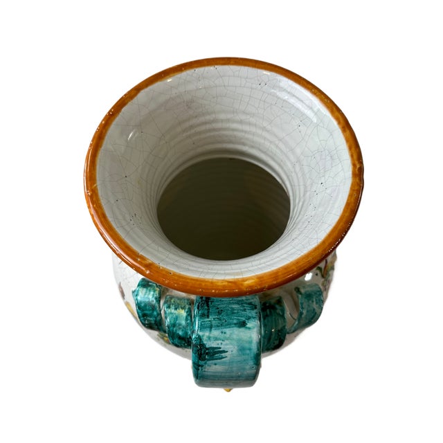 20th Century Monumental Italian Majolica Deruta Floor Vase | Chairish