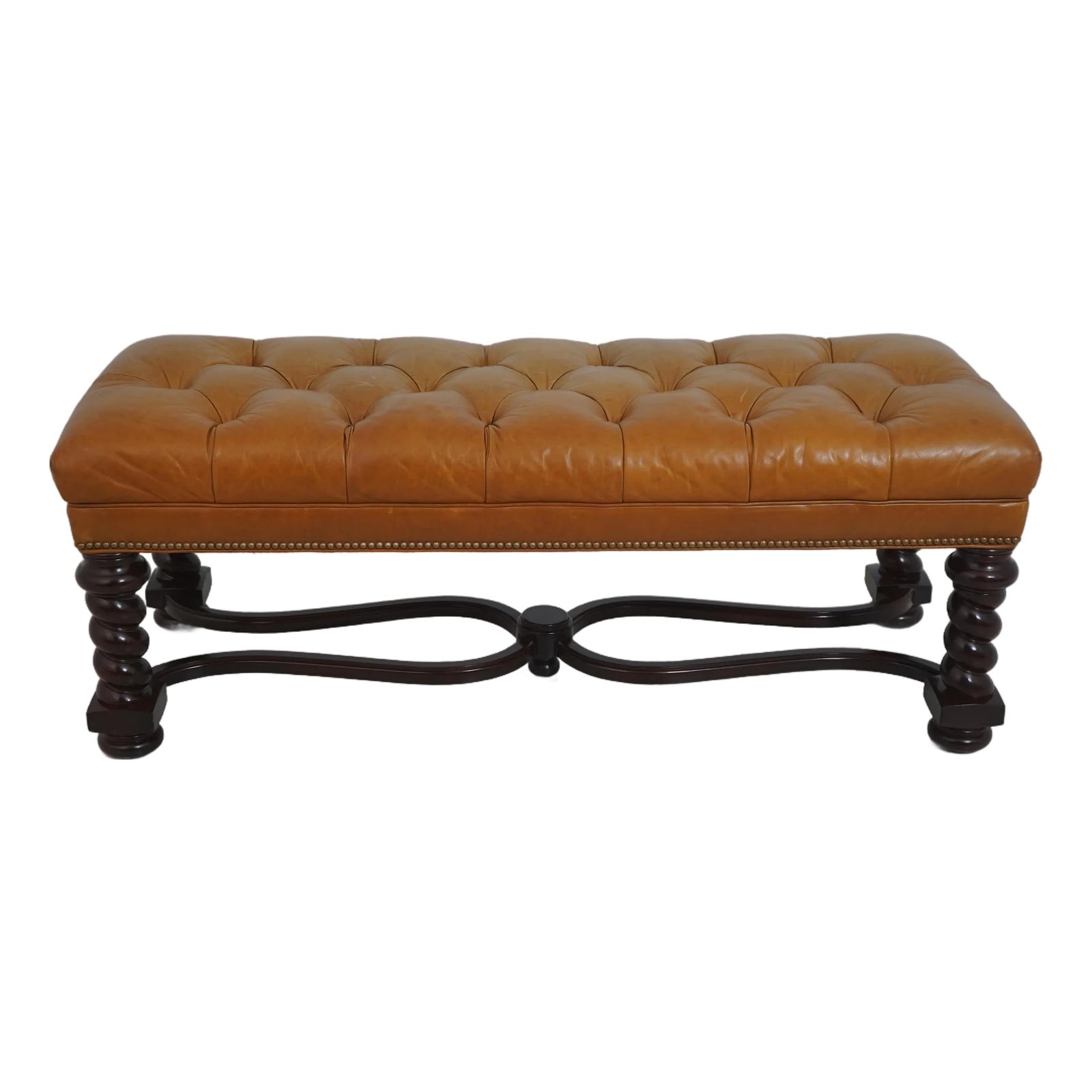 Hancock & Moore Tufted Leather Window Bench | Chairish