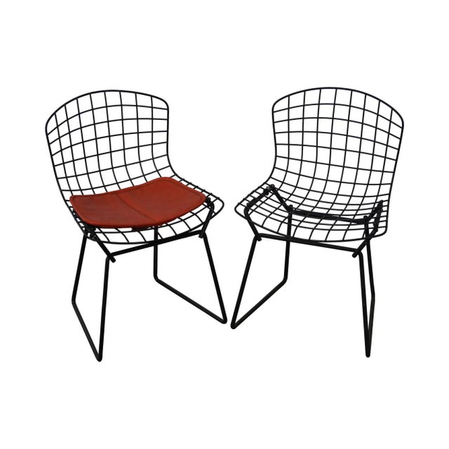 Knoll Mid-Century Bertoia Black Wire Childs Chairs - Pair | Chairish