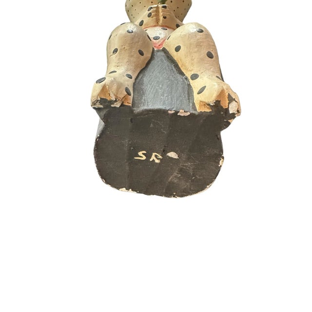 1970s Wooden Hand Carved Hand Painted Folk Art Cat Statue, Signed ...