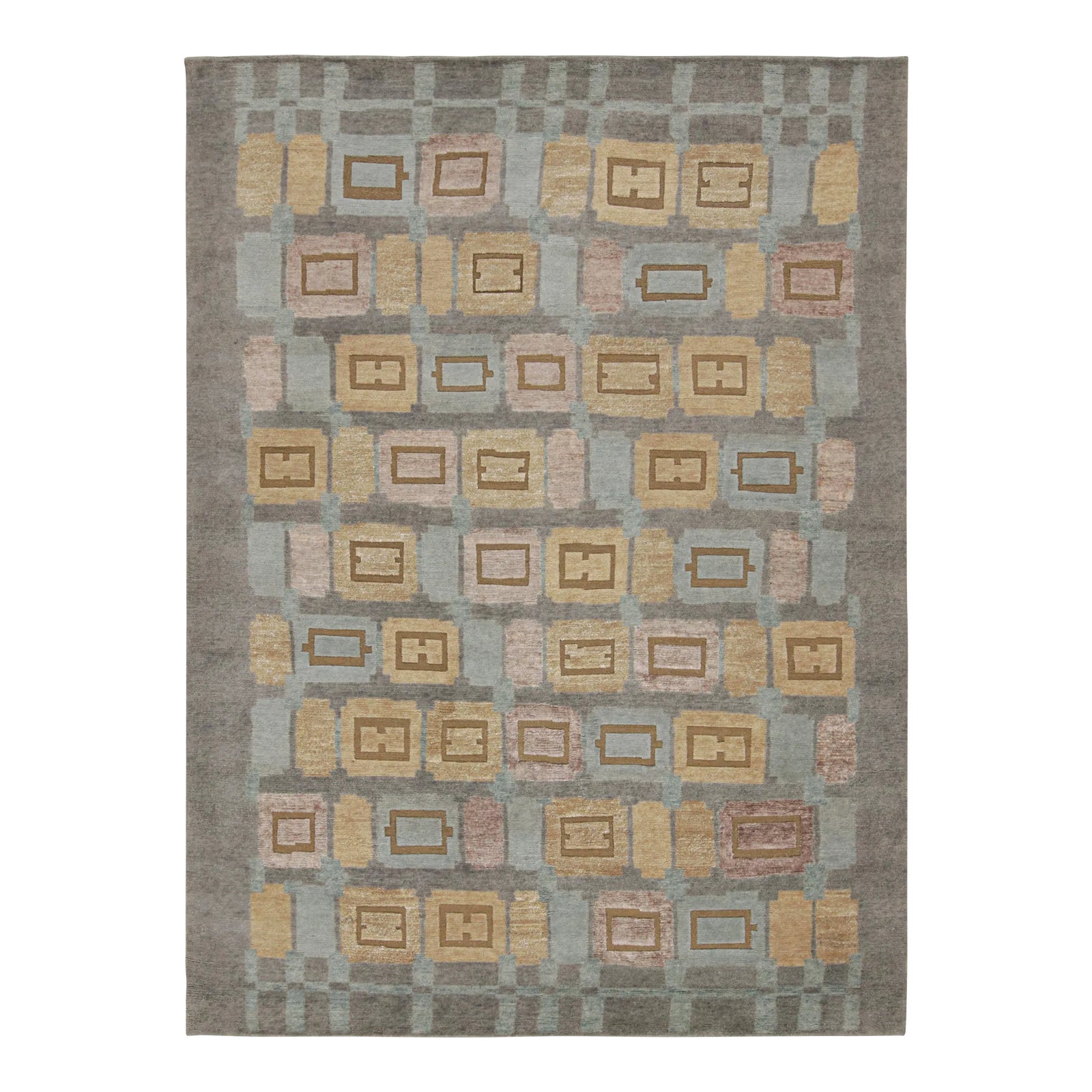 Rug & Kilim’s “High” Scandinavian Style Rug in Gray With Geometric ...