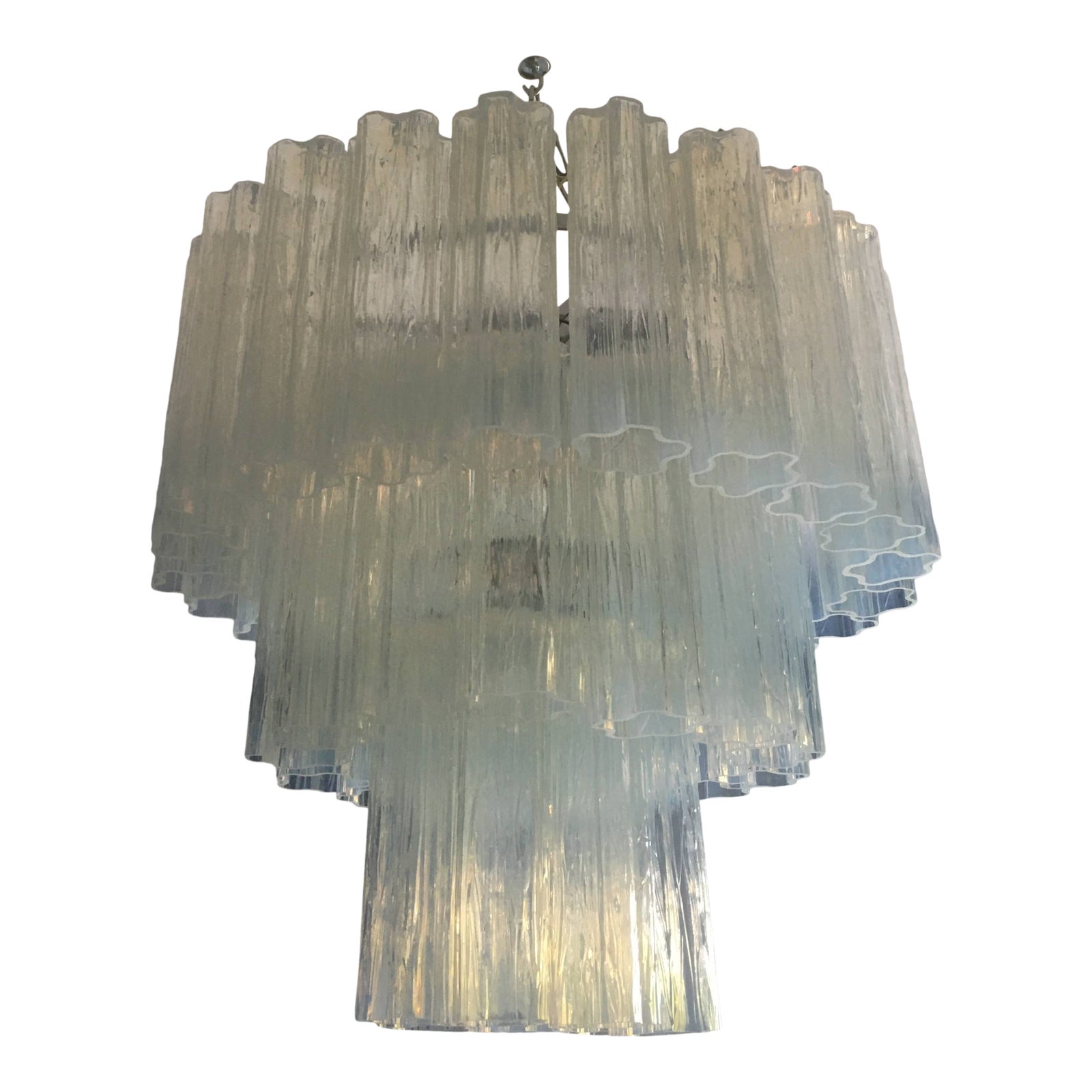 Venini Style Murano Glass "Tronchi" Opalino Color Chandelier | Chairish