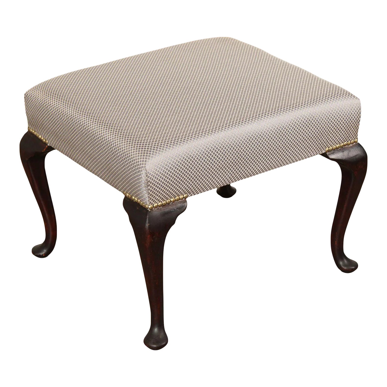 Early 20th Century Queen Anne Style Custom Upholstered Foot Stool ...